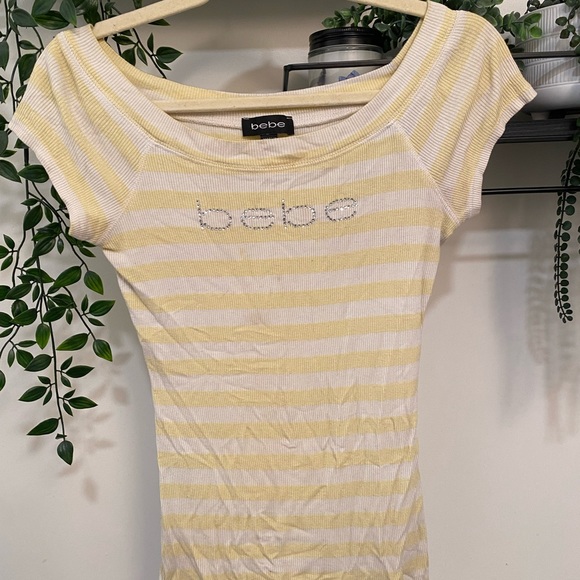 bebe | Tops | Y2k Vintage Bebe Embellished Logo Baby Doll Tee | Poshmark